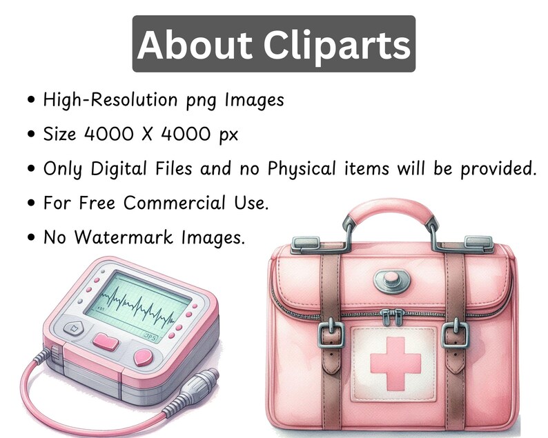 Medical Clipart Bundle, Pink Healthcare Elements PNG, Doctor and Nurse ...
