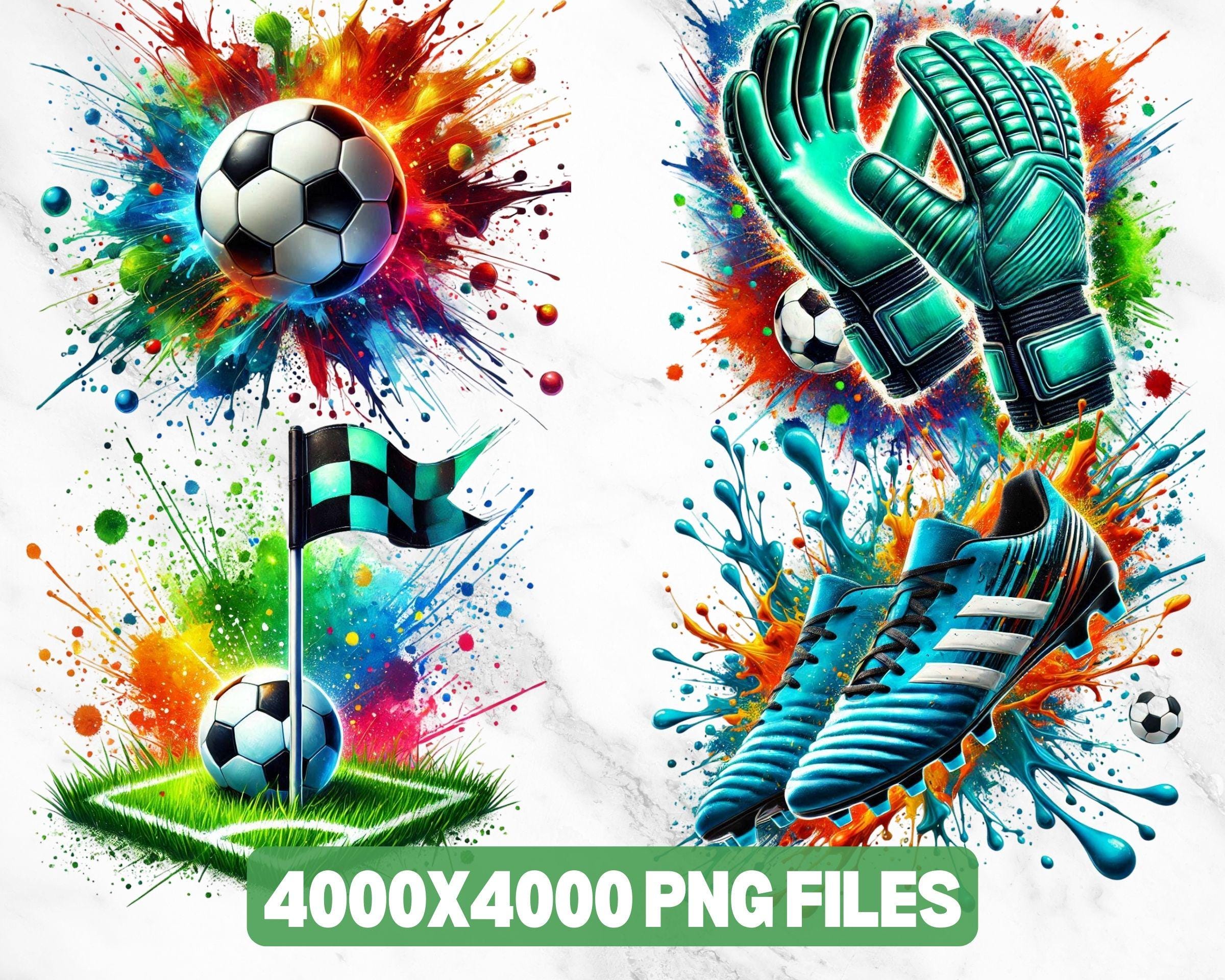 Watercolor Soccer Clipart Bundle, Football Clipart PNG, Soccer Ball and ...