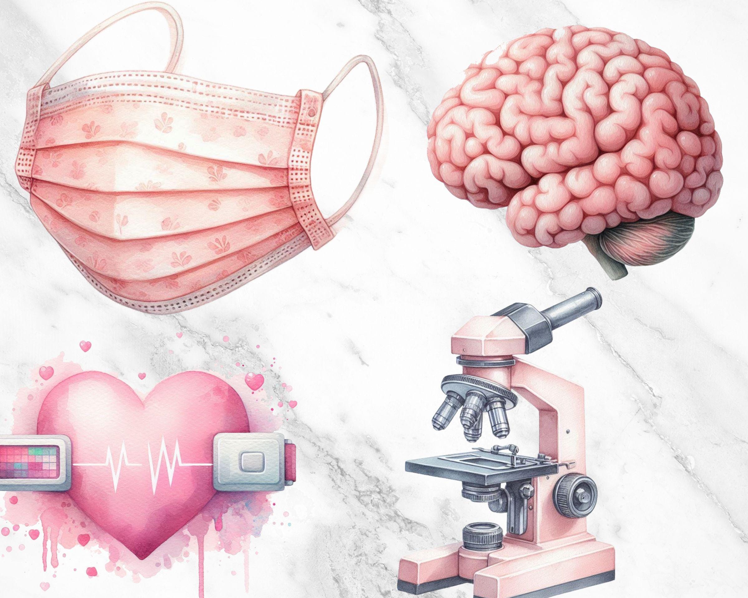 Medical Clipart Bundle, Pink Healthcare Elements PNG, Doctor and Nurse ...