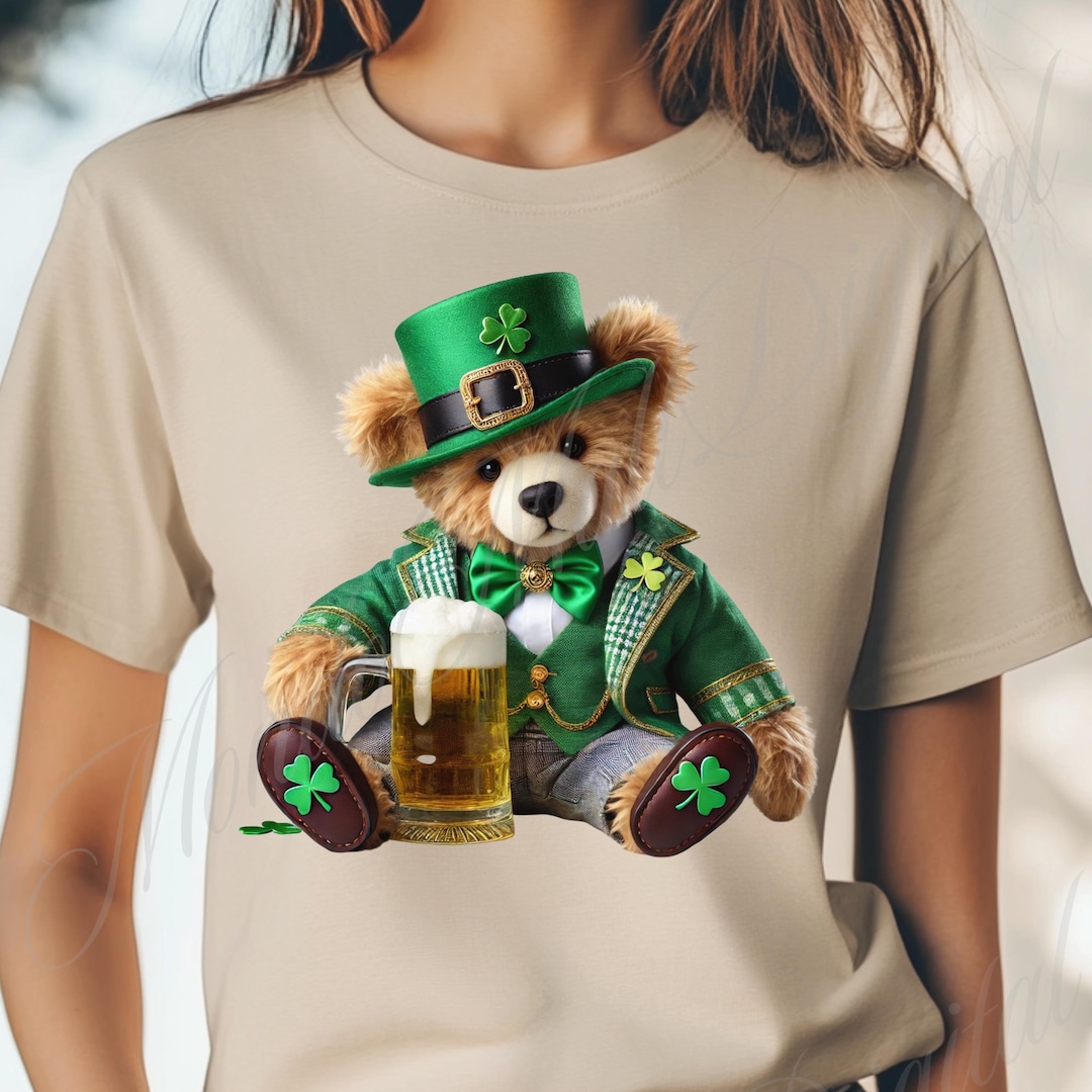 Lucky Irish Brew Teddy Bear PNG Funny St. Patrick’s Day Celebration ...