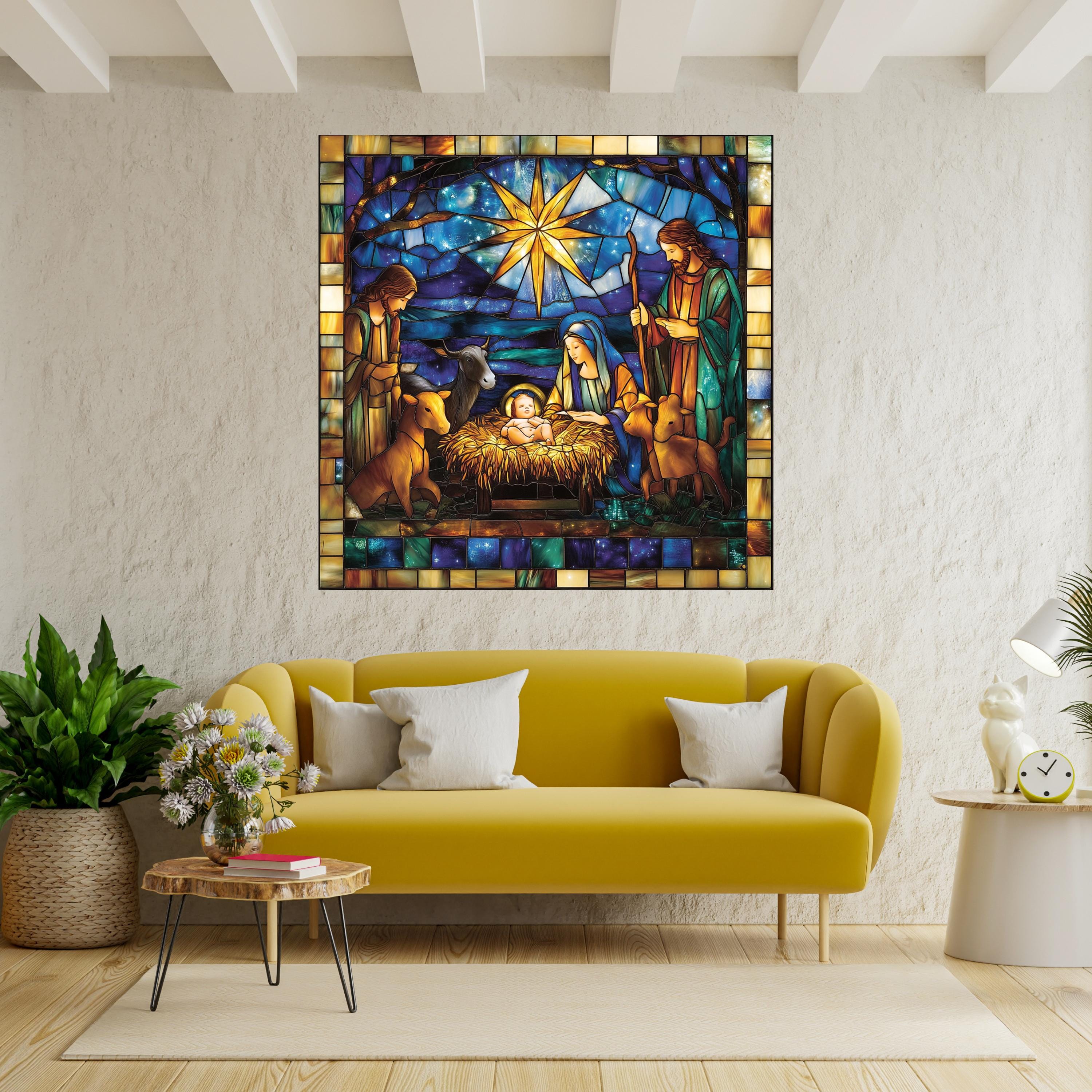 Stained Glass Nativity Story INSTANT DOWNLOAD Jpg Watercolor Christian ...