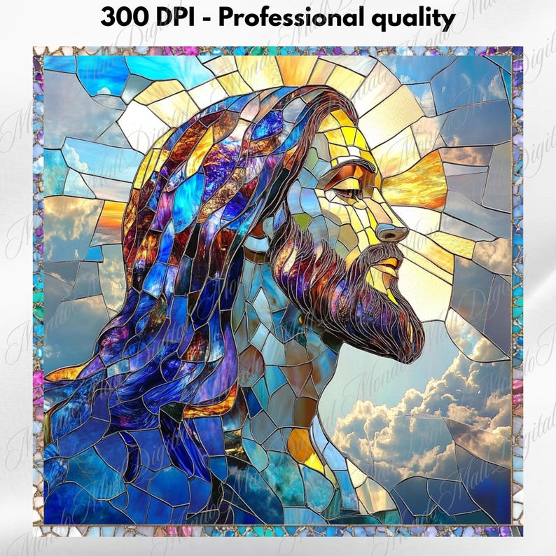 3D Stained Glass Jesus Clipart | Christian Easter PNG (digital Download ...