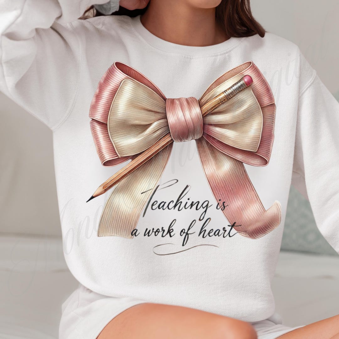 Teacher Valentine Coquette Bow Clipart | Watercolor Teacher Quotes PNG ...