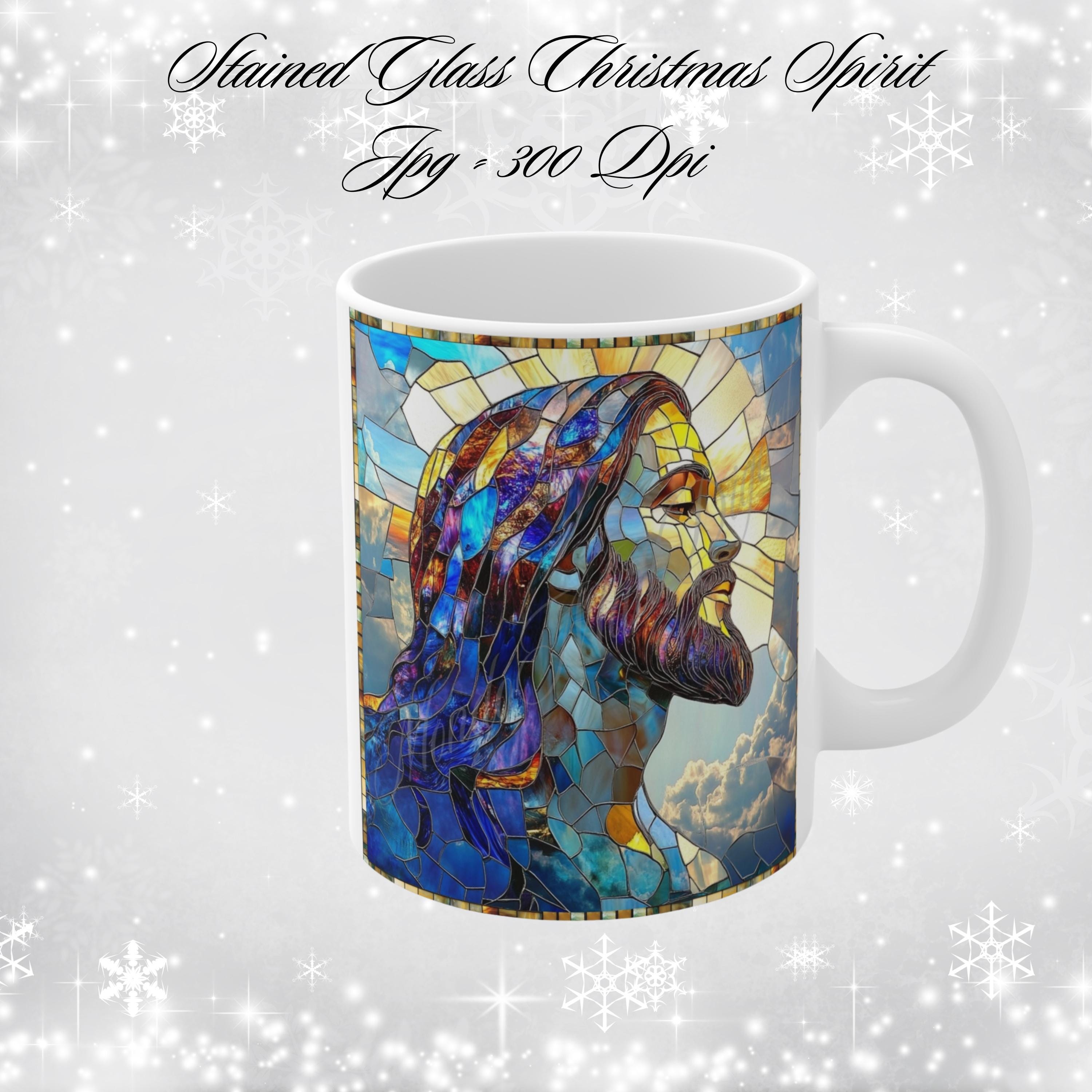 Stained Glass Christmas Spirit INSTANT DOWNLOAD Jpg Watercolor ...