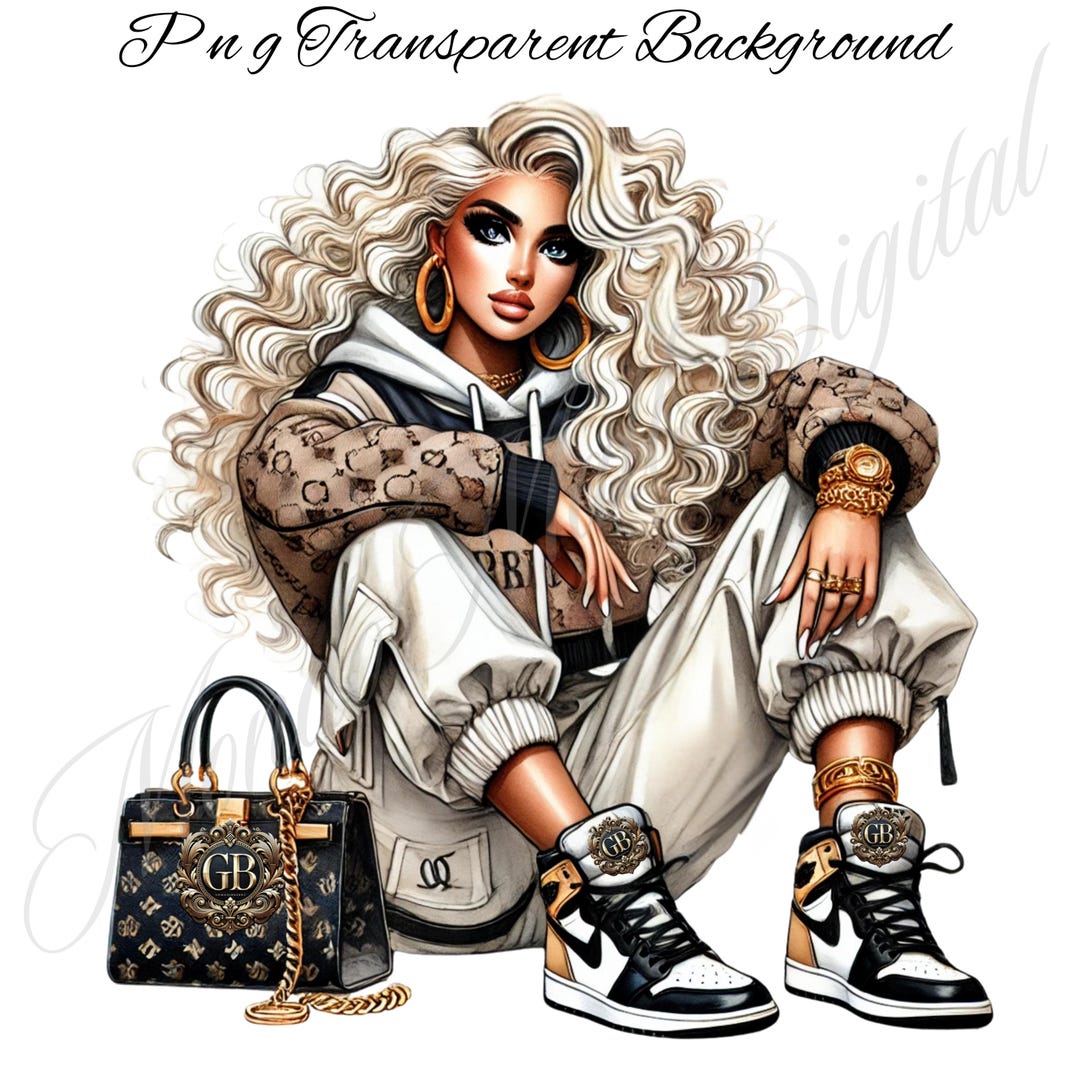 Boujee Fashion Girl PNG: Luxe Monogram, Baddie Clipart (digital ...