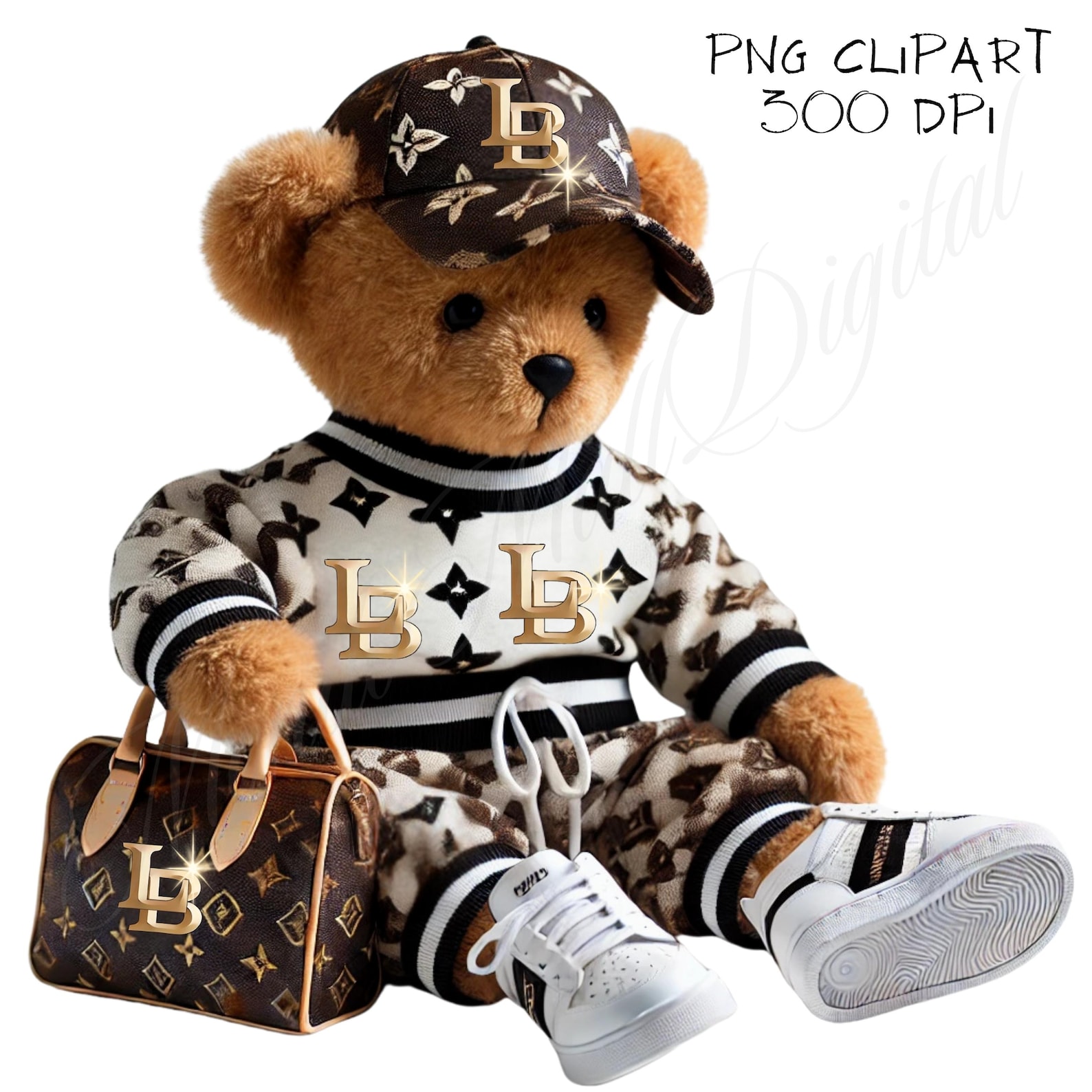 Luxe Bear Clipart: Monogram Designer PNG, Hip Hop Graffiti (digital ...