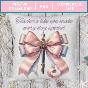 Teacher Valentine Coquette Bow Clipart | Watercolor Teacher Quotes PNG ...