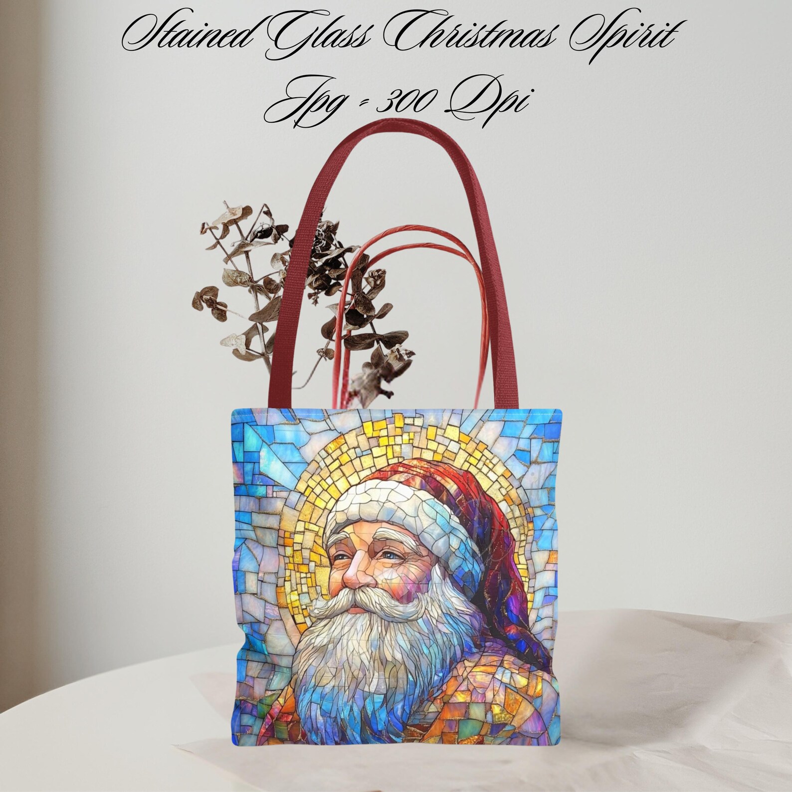Stained Glass Christmas Spirit INSTANT DOWNLOAD Jpg Watercolor ...