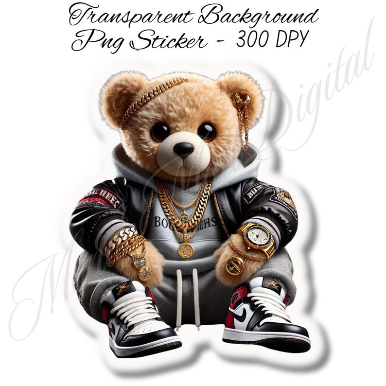 Hustler Bear PNG: Luxe Monogram, Graffiti Design (digital Download) - Etsy