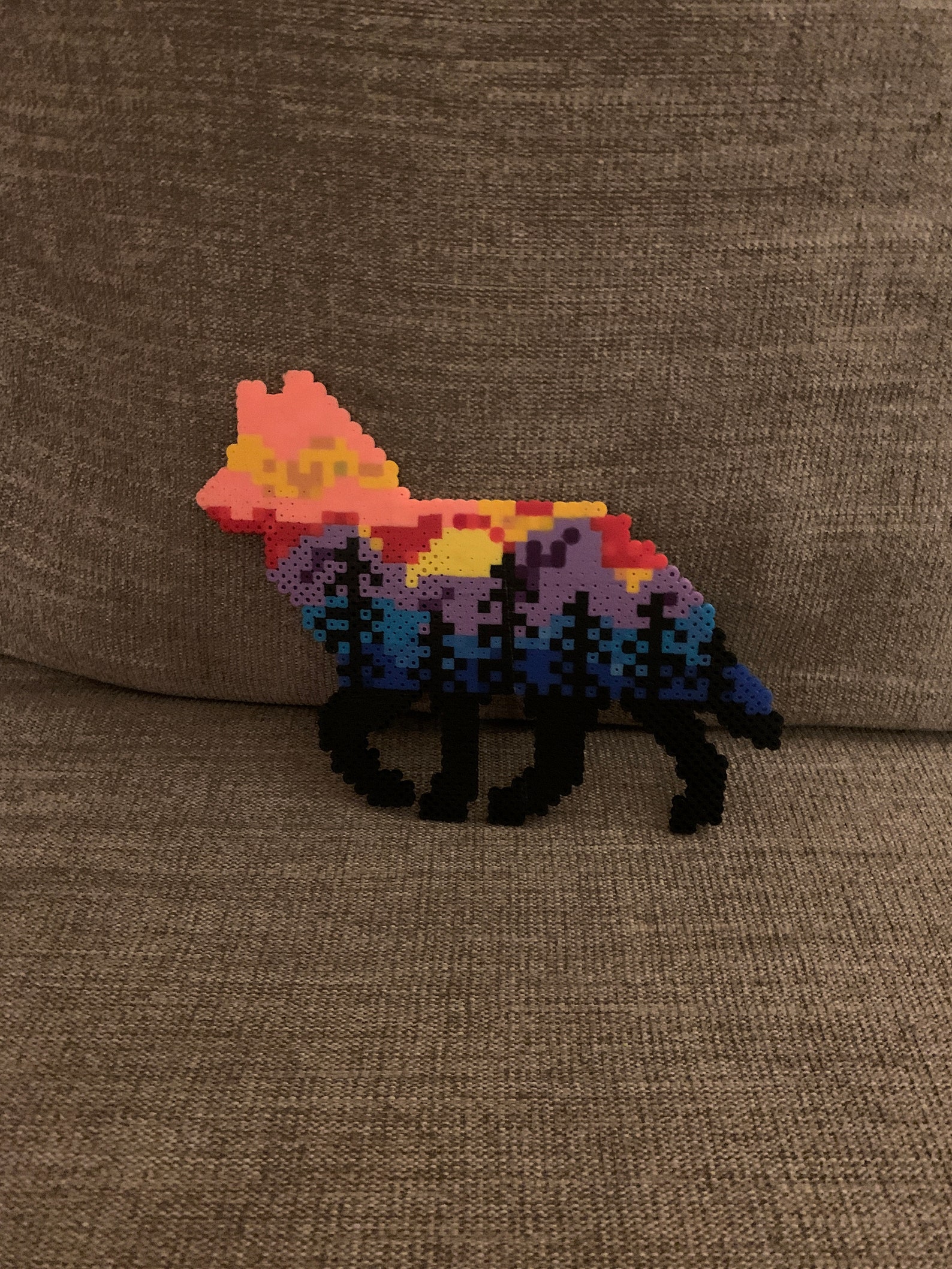 Forest Sunset Perler Bead Wolf - Etsy