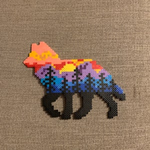 Forest Sunset Perler Bead Wolf - Etsy