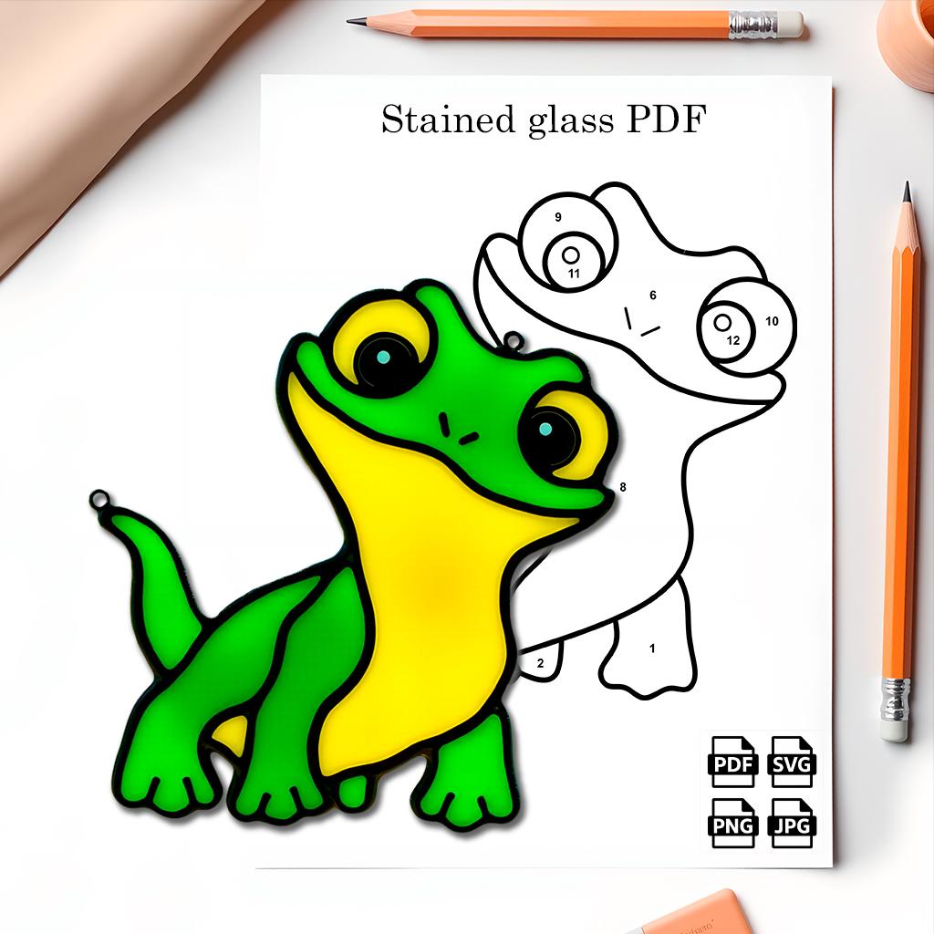 Gecko Stained Glass Pattern Digital Download, Stained Glass Animal ...