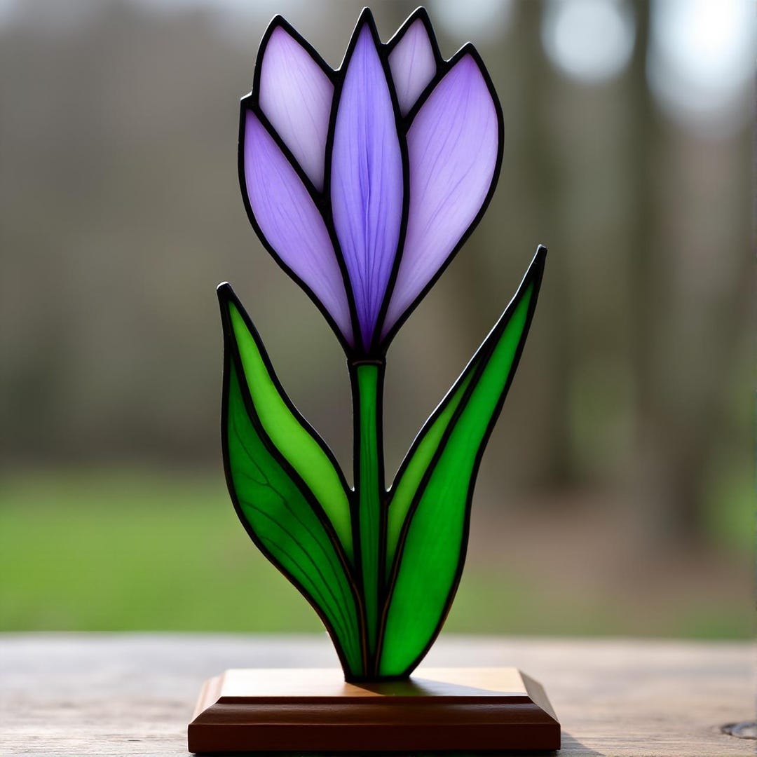 Stained Glass Pattern Tulip – Glass Ornament, Tulip Glass Art, Flower ...