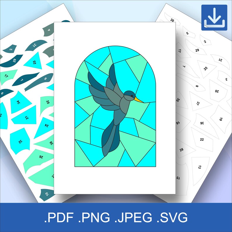 Stained Glass Patterns Hummingbird Ornament, Templates PDF, Svg, Png ...