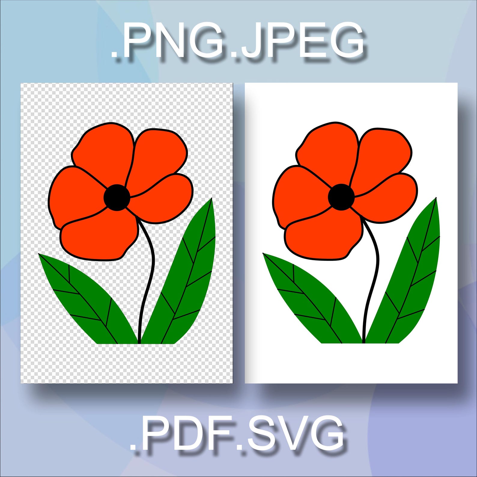 Poppy Stained Glass Pattern: Spring Suncatcher Template (SVG, PNG, PDF ...