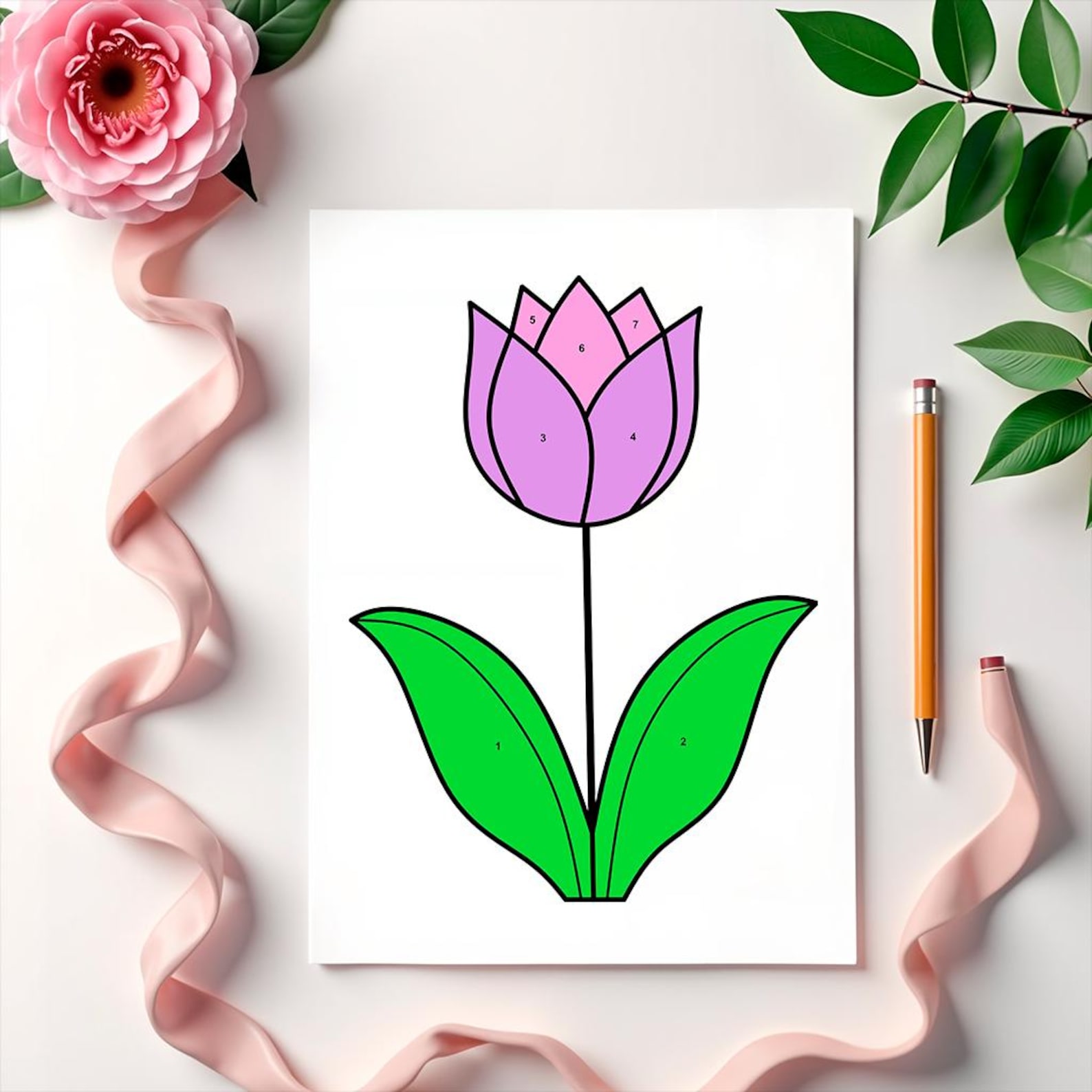 Stained Glass Pattern Tulip – Glass Ornament, Tulip Glass Art, Flower ...