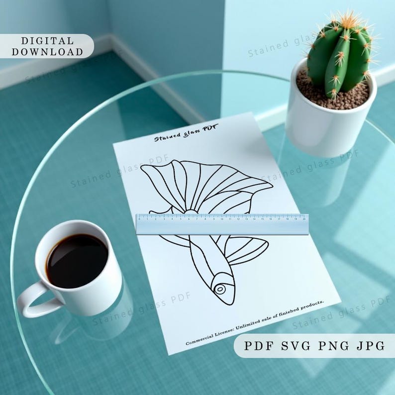 Betta Fish Stained Glass Pattern - Digital Suncatcher (pdf, Svg, Png ...