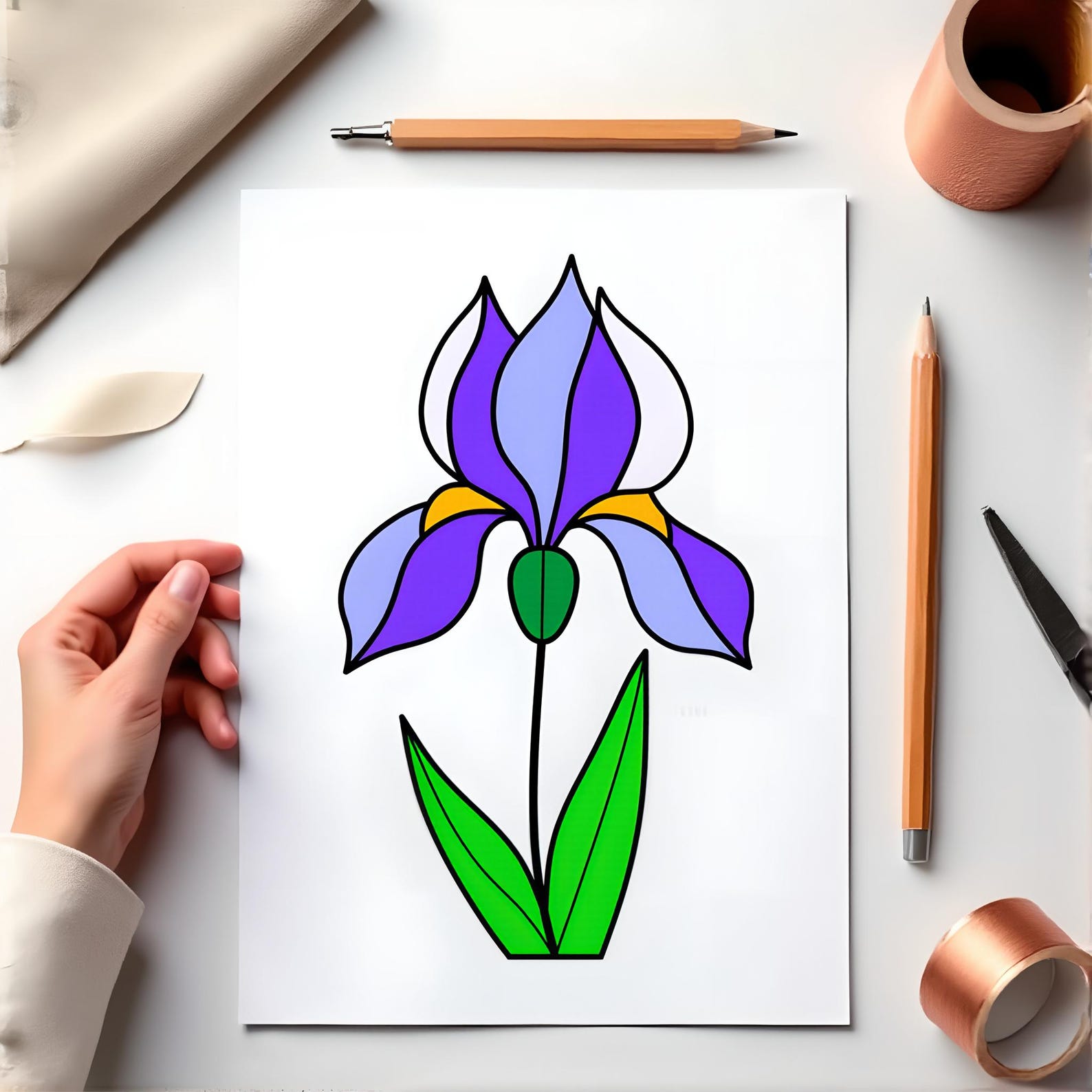 Stained Glass Iris Pattern – Flower Panel, DIY Craft (pdf, Svg, Png ...