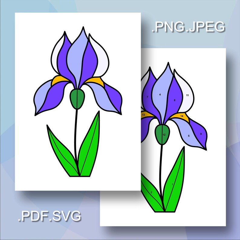 Stained Glass Iris Pattern – Flower Panel, DIY Craft (pdf, Svg, Png ...