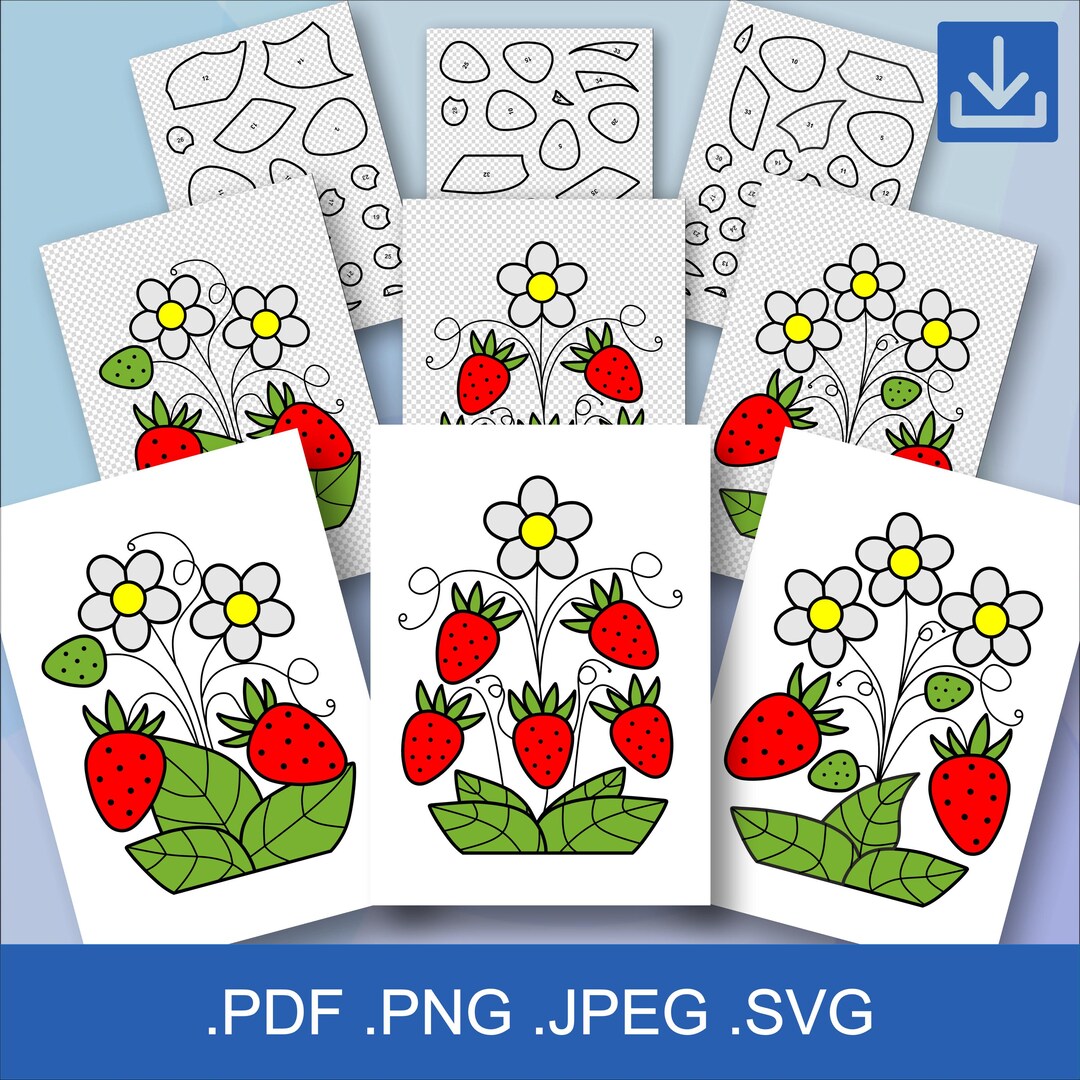 Strawberry Stained Glass Pattern Bundle Glass Pattern Set, Fruit-themed ...