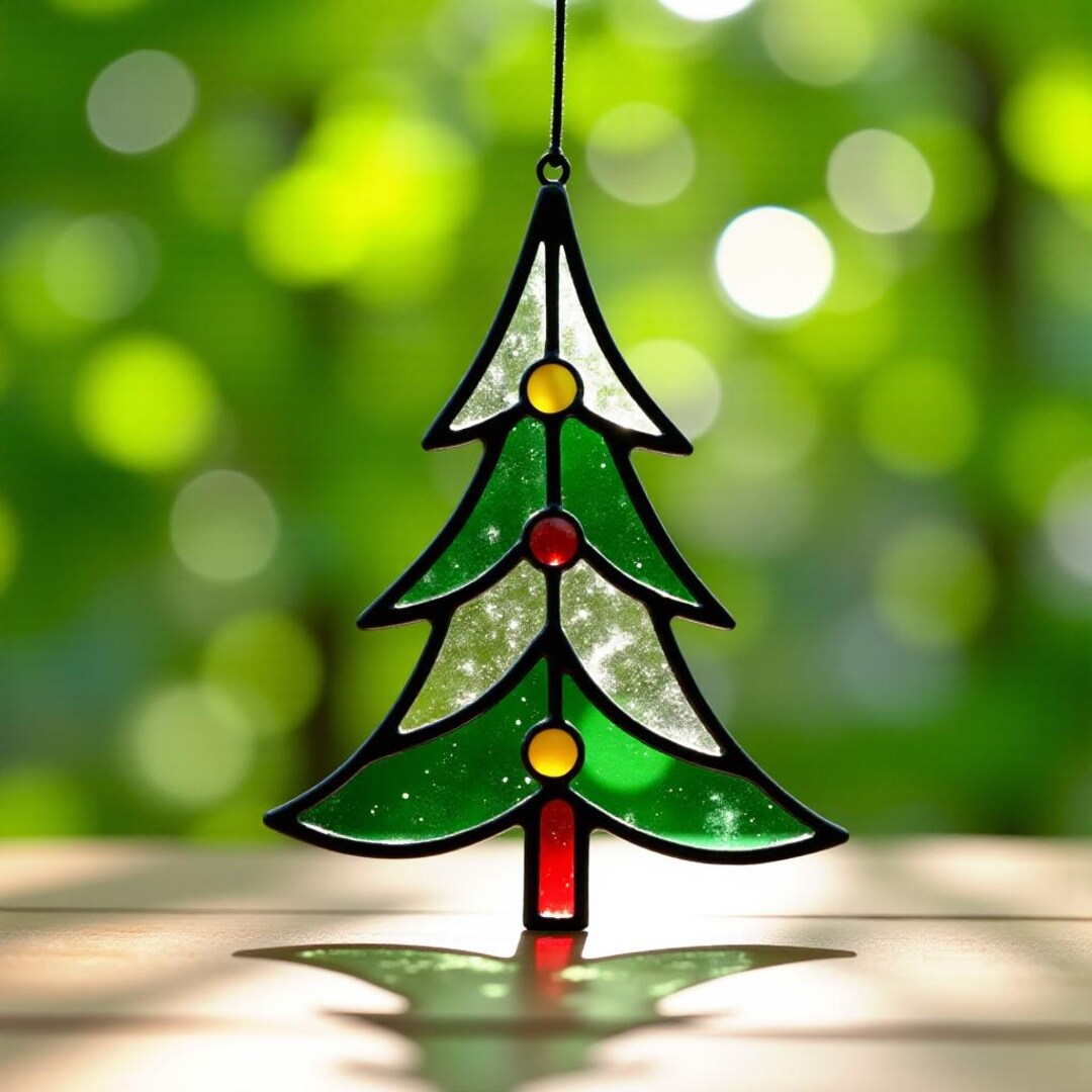 Modèle de vitrail de sapin de Noël : ornement SVG, PNG, PDF ...