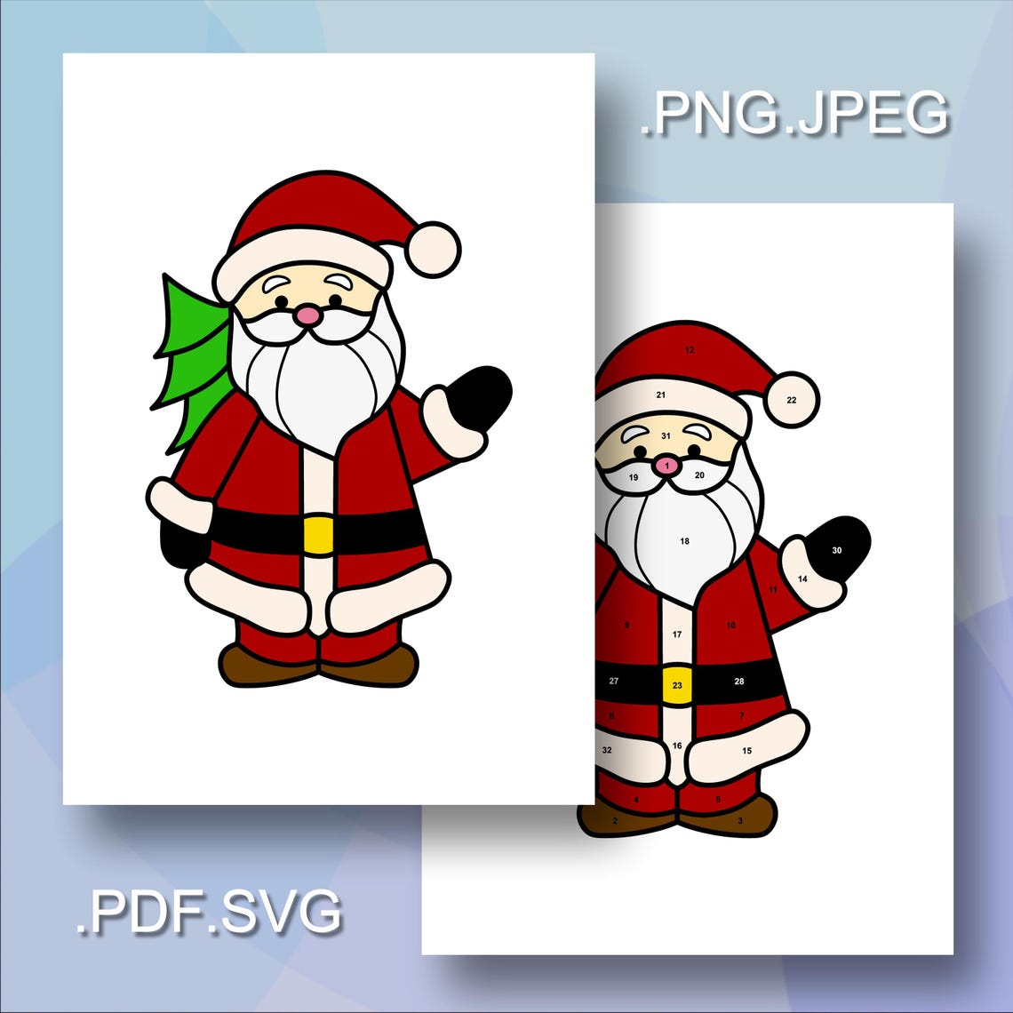 Santa Stained Glass Pattern Digital Download, Christmas Santa Ornament ...