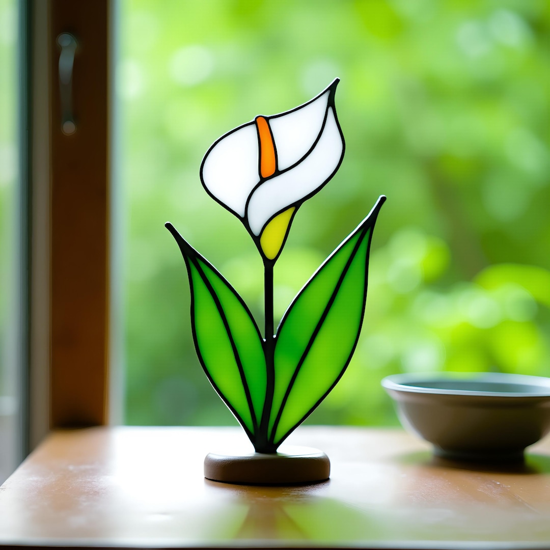 Stained Glass Pattern Calla Lily – Glass Ornament, Flower Panel, Glass ...