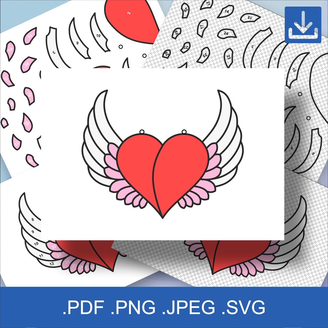Stained Glass Pattern Angel Wings Glass Pattern for Valentines Day ...