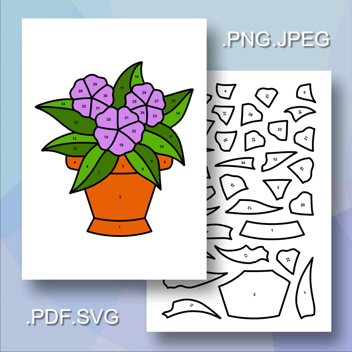 Violet Stained Glass Pattern: Purple Flower Panel (SVG PNG PDF) - Etsy