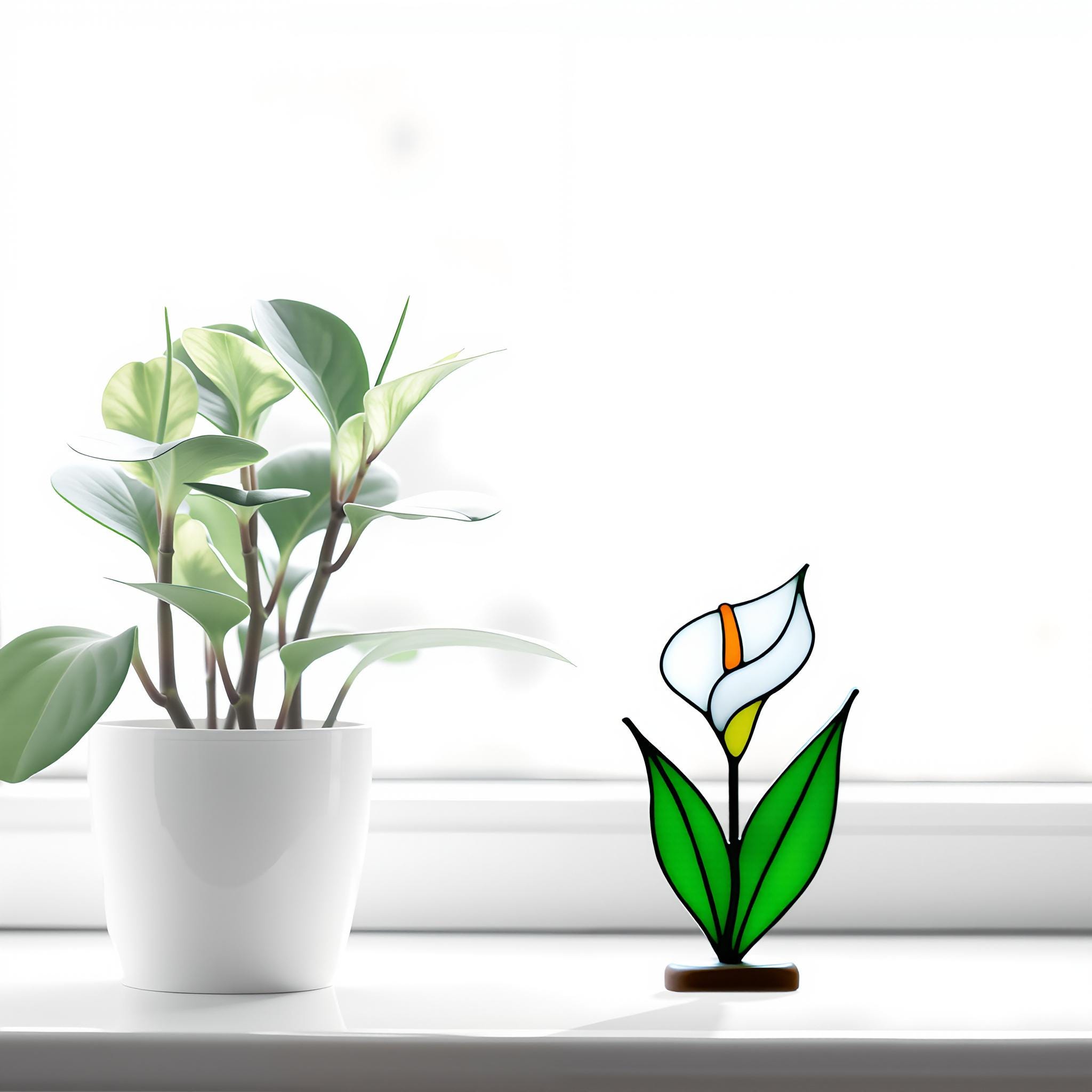Stained Glass Pattern Calla Lily – Glass Ornament, Flower Panel, Glass ...