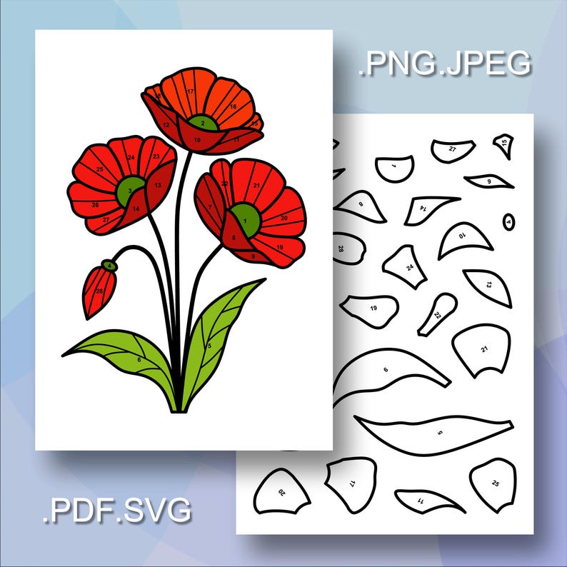 Stained Glass Pattern Poppy – Glass Ornament, Poppy Glass Art, Flower ...