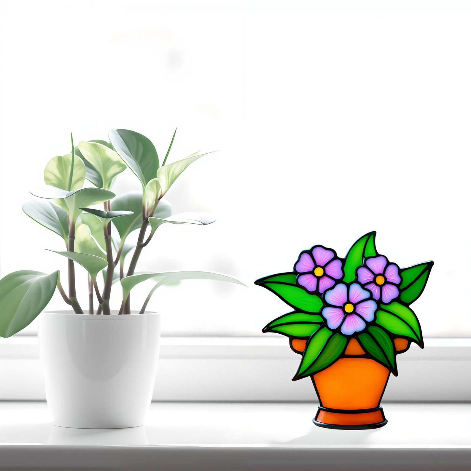 Violet Stained Glass Pattern: Purple Flower Panel (SVG PNG PDF) - Etsy