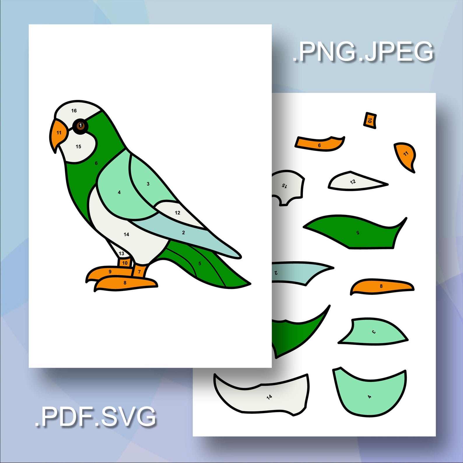 Parrot Stained Glass Pattern - Budgie Suncatcher DIY (pdf, Svg, Png) - Etsy