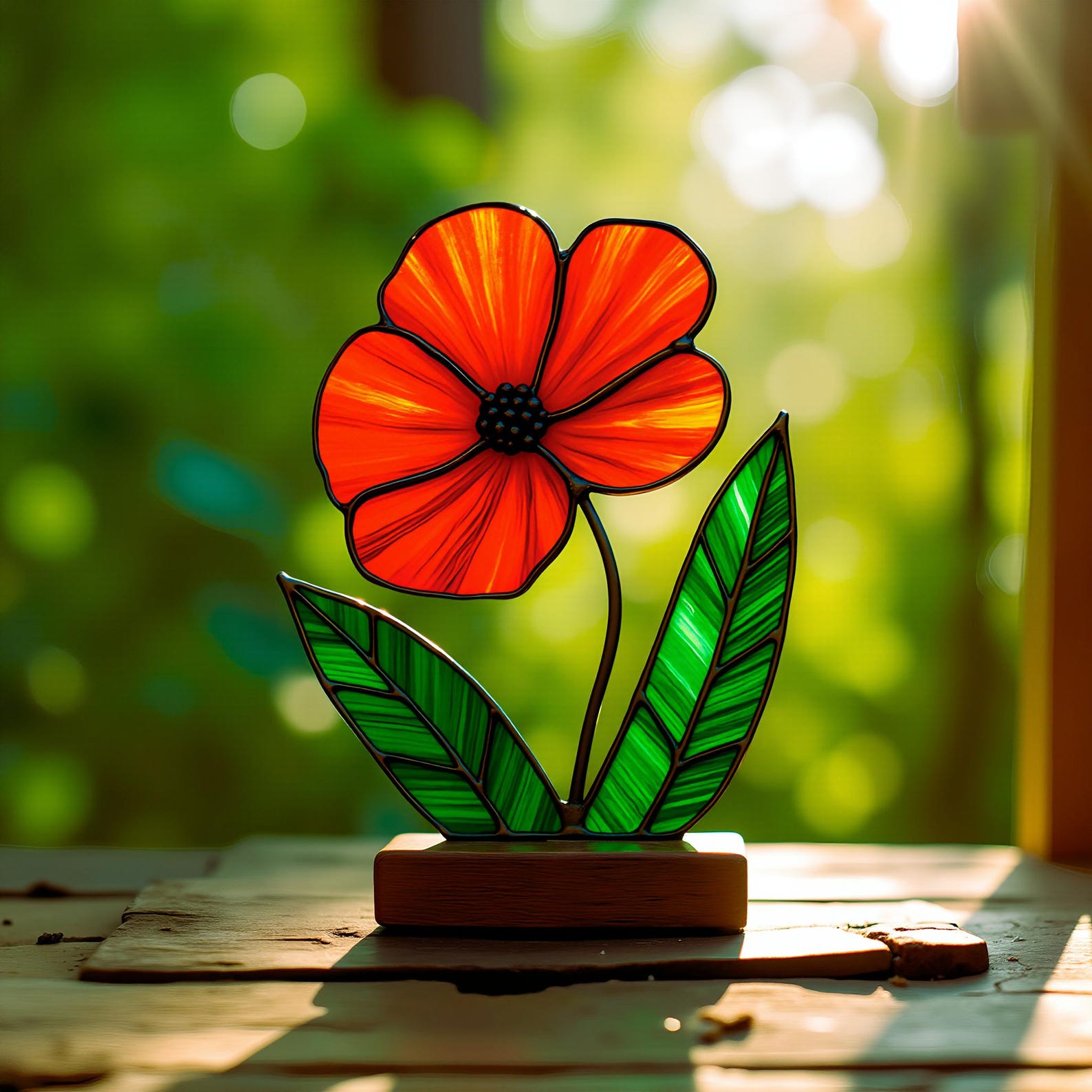 Poppy Stained Glass Pattern: Spring Suncatcher Template (SVG, PNG, PDF ...