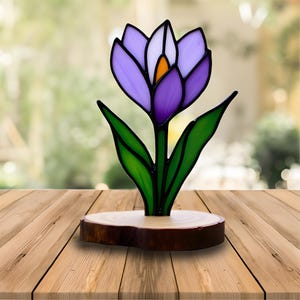 Stained Glass Pattern Crocus – Glass Ornament, Flower Panel, Glass Art ...