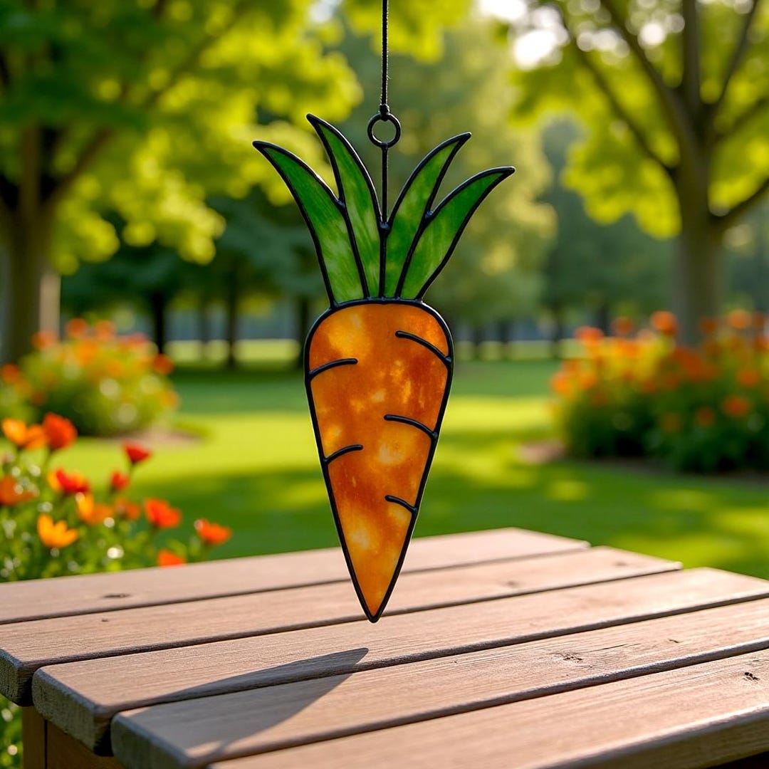 Carrot Stained Glass Pattern for Beginners, Vegetable Suncatcher PDF ...