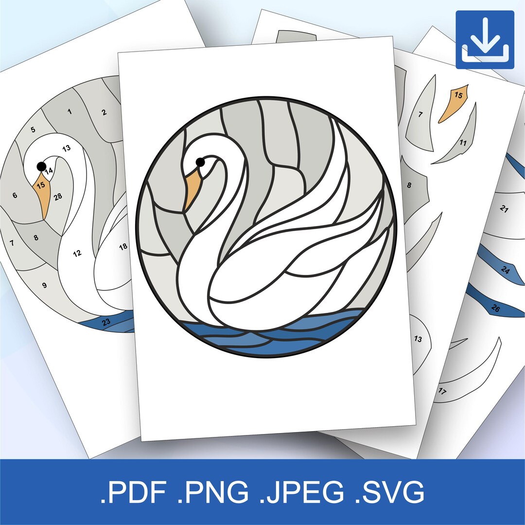 Stained Glass Swan Pattern, Ornament Template, DIY Beginner (pdf, Svg ...