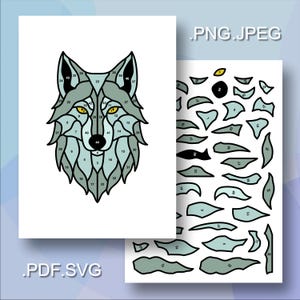 Wolf Stained Glass Pattern Glass Art Boho Decor - Suncatcher, Stained ...