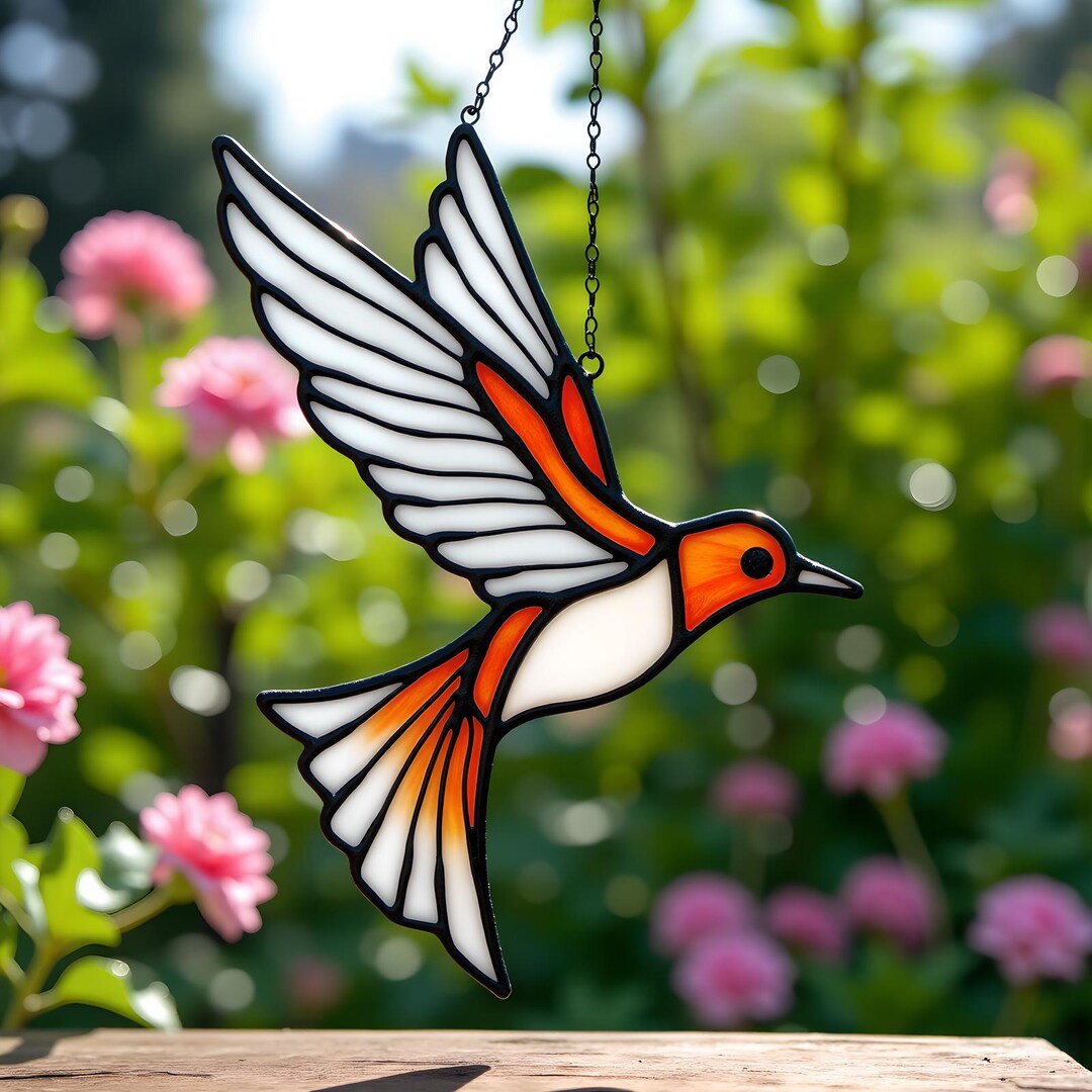 Hummingbird Stained Glass Pattern Digital Download, Bird Suncatcher DIY ...
