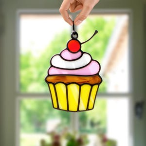 Stained Glass Patterns Cupcake Suncatcher - Stained Glass Art, Window ...