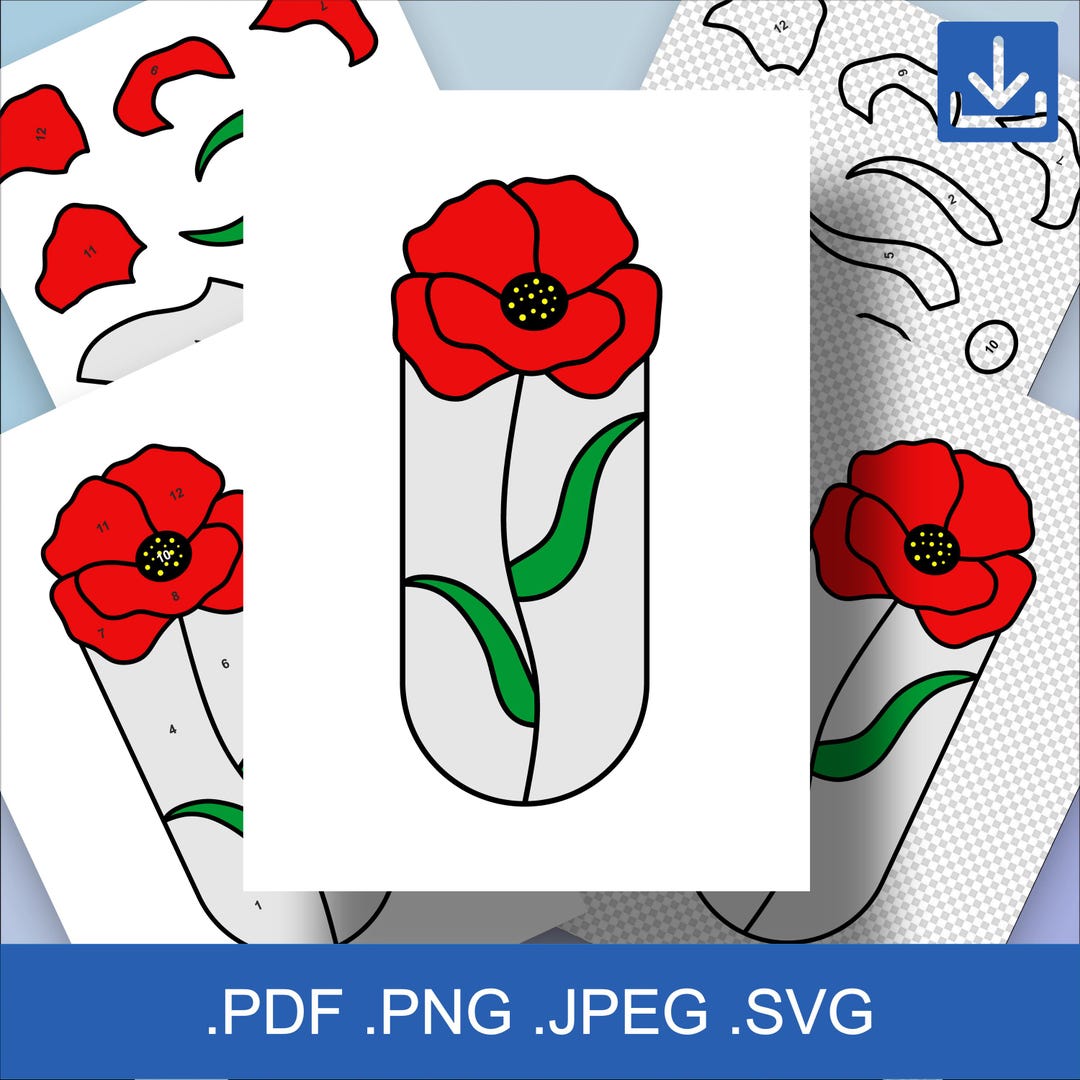 Poppy Stained Glass Pattern: Printable Art, SVG, PNG, PDF - Etsy UK