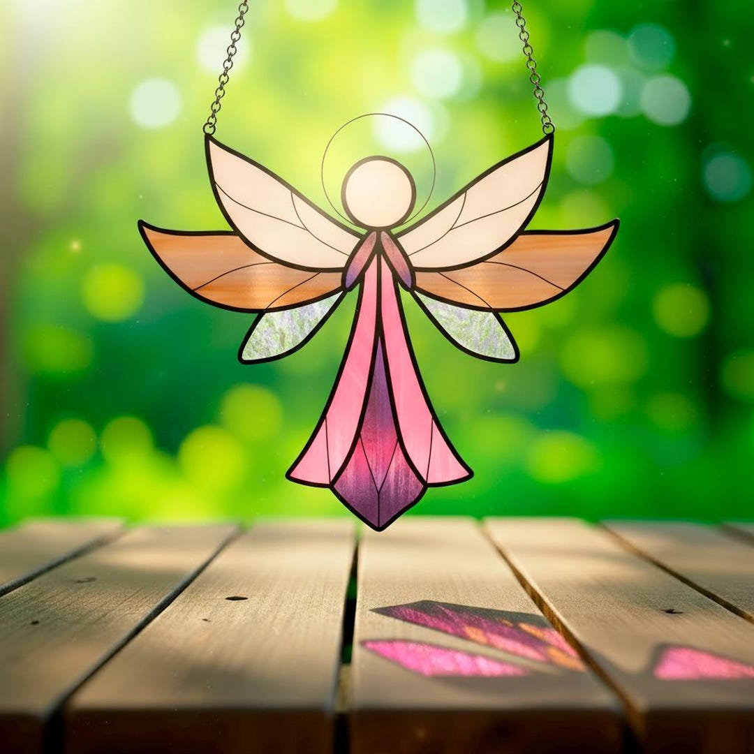 Angel Stained Glass Pattern – Suncatcher Window PDF SVG Ornament Decor ...