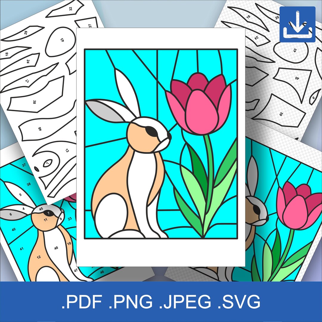 Stained Glass Pattern, Glass Art Bunny Ornament, Sstained Glass DIY Kit ...