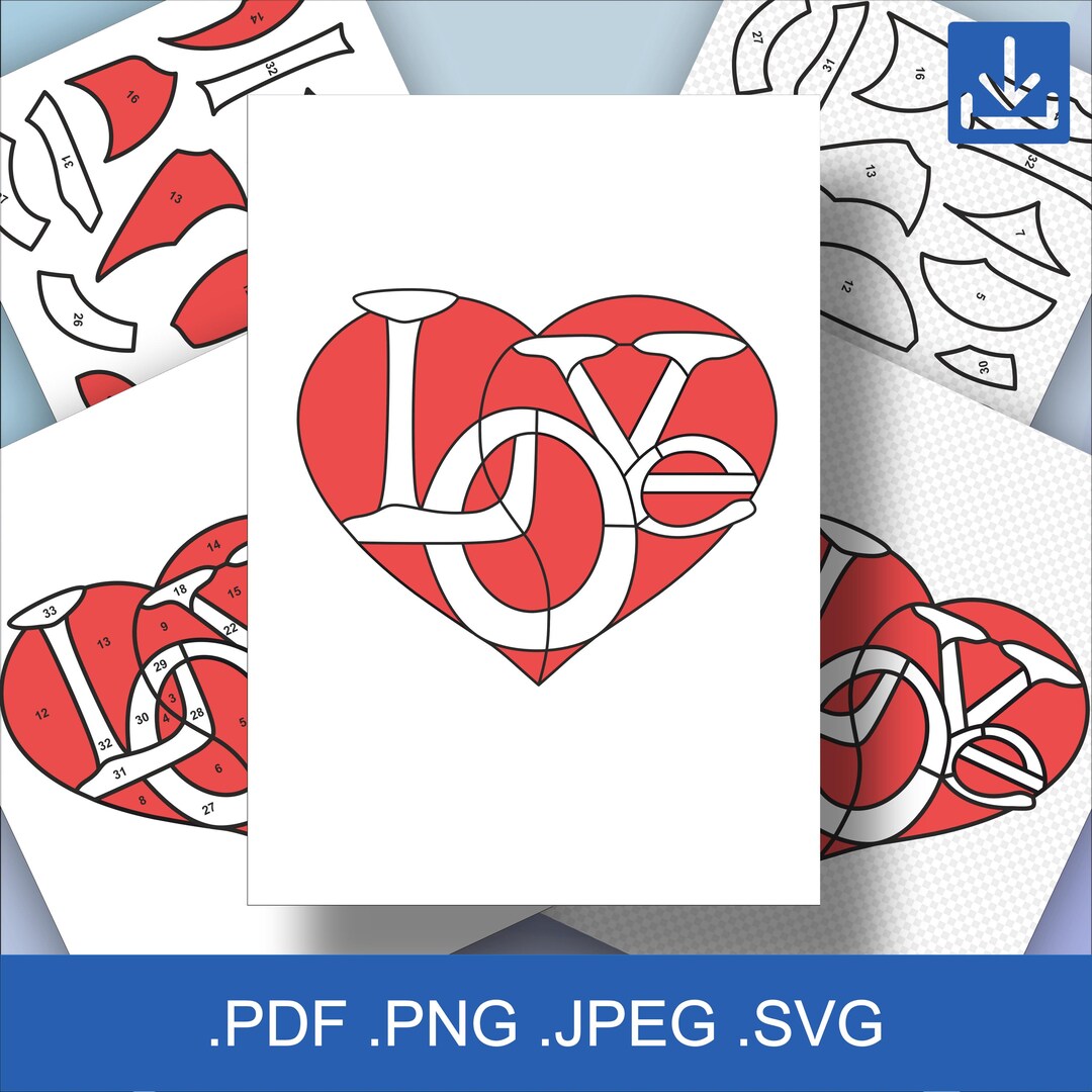 Stained Glass Heart Pattern: Love Suncatcher SVG PNG (digital Download ...