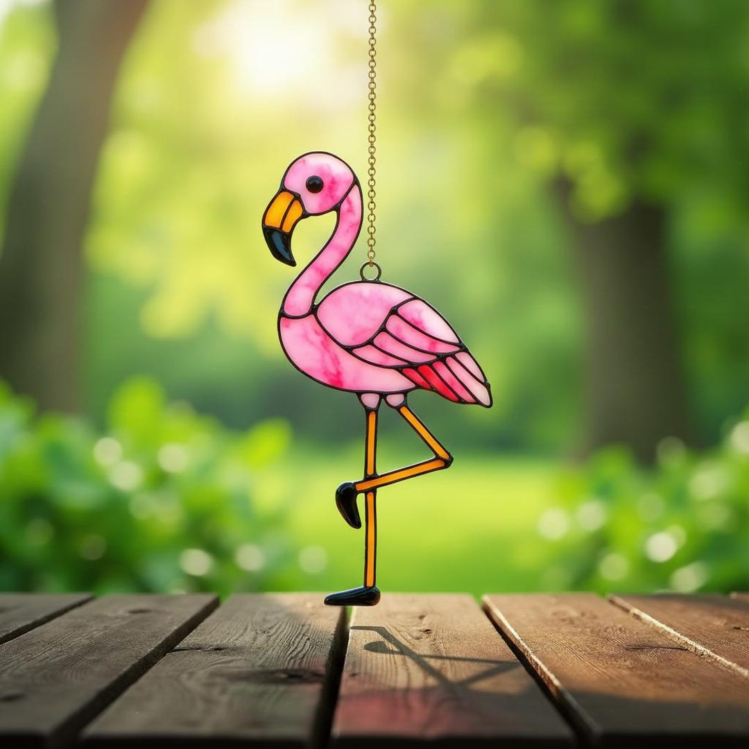 Flamingo Stained Glass Pattern: Digital Template SVG PDF Tropical Pink ...