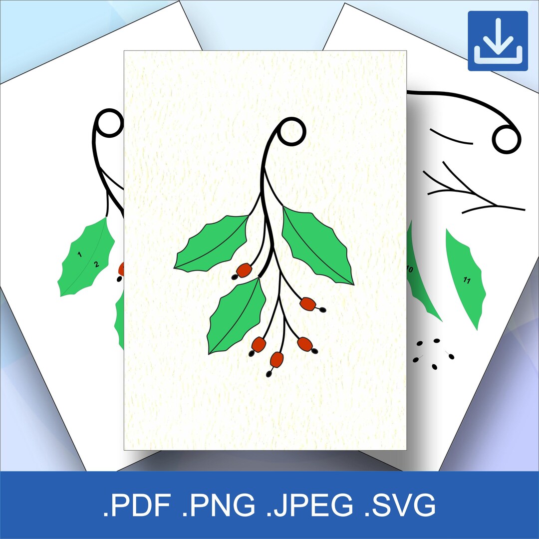 Stained Glass Patterns Holly Ornament, Templates PDF, Svg, Png, Jpg to ...
