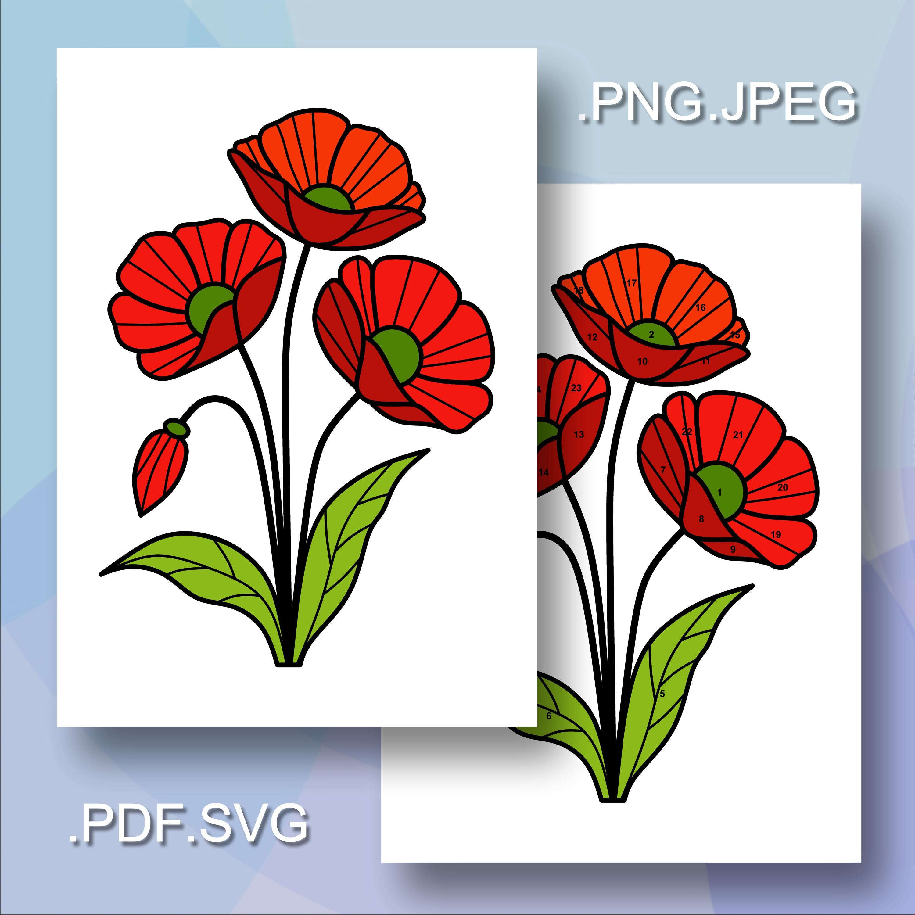 Stained Glass Pattern Poppy – Glass Ornament, Poppy Glass Art, Flower ...