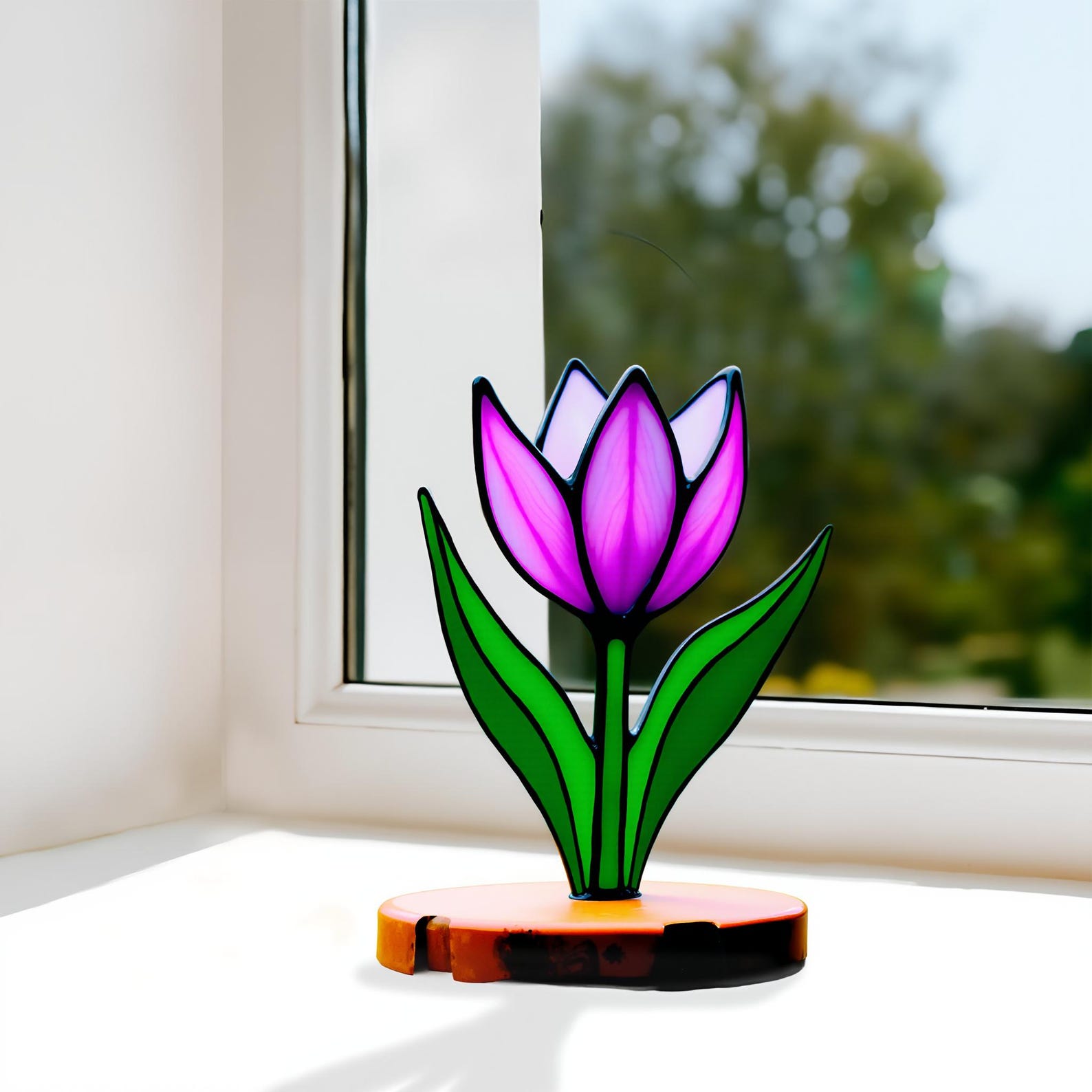 Stained Glass Pattern Crocus – Glass Ornament, Flower Panel, Glass Art ...