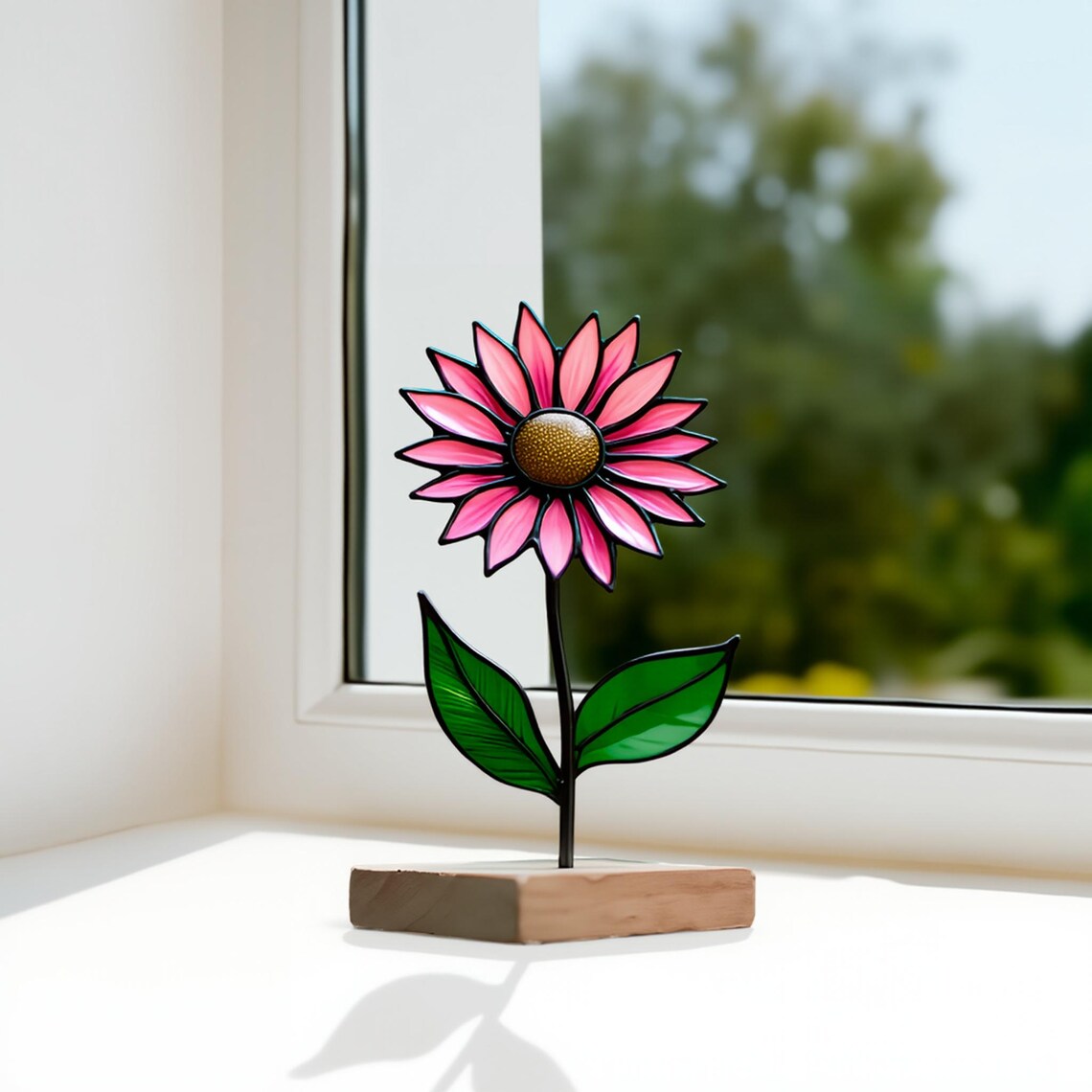 Stained Glass Pattern Aster – Glass Ornament, Flower Panel, Glass Art ...