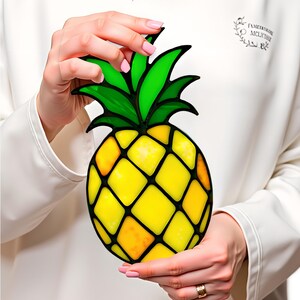 Pineapple Stained Glass Pattern - Digital Suncatcher Template, Hawaiian ...
